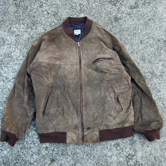 Jackets & Coats | Vintage Pig Skin Brown Leather Bomber Jacket | Poshmark